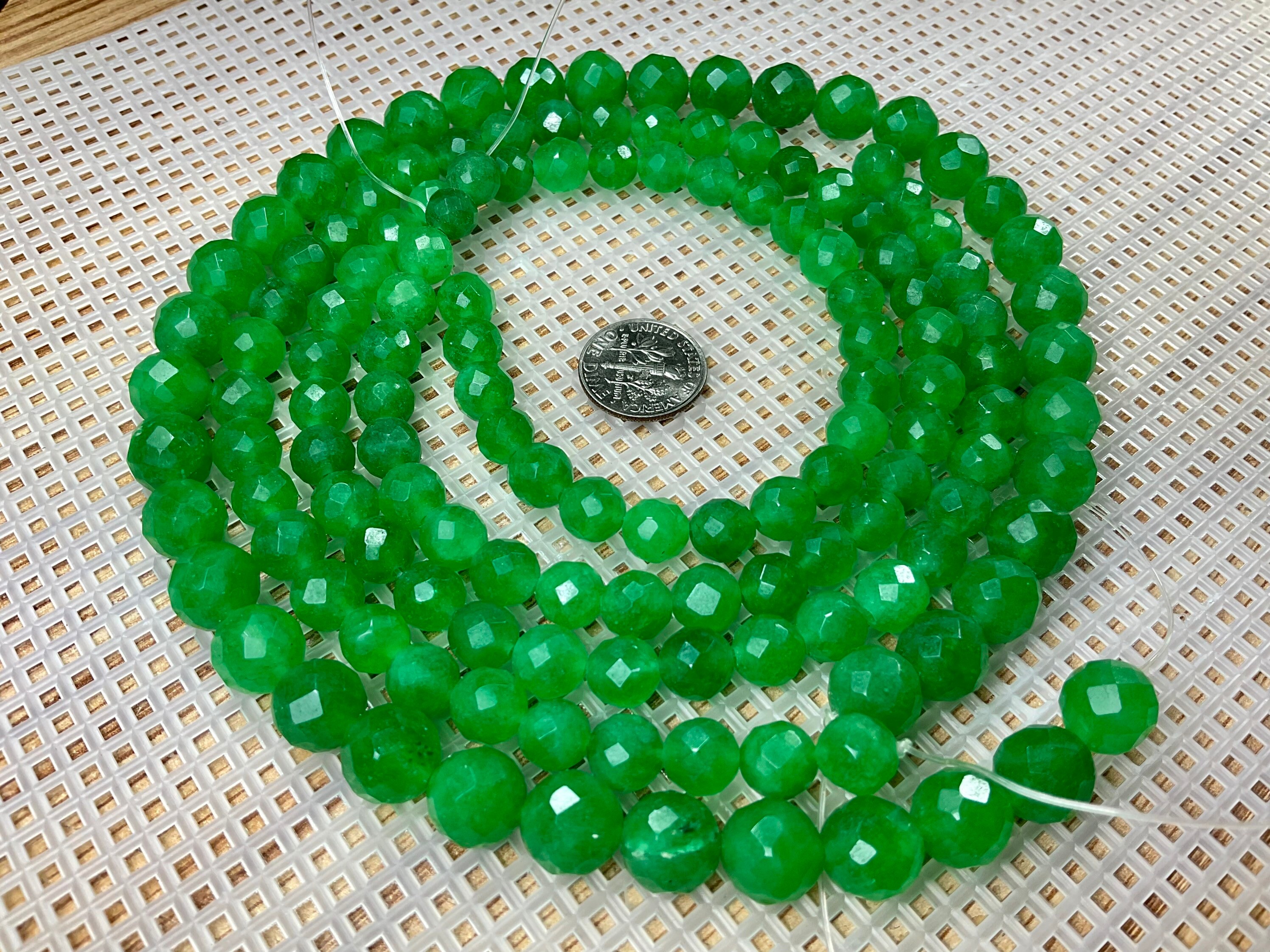 Malaysian Jade, Faceted Round Bead, Hand Cut, 6mm, 8mm or 10mm, 15 ...