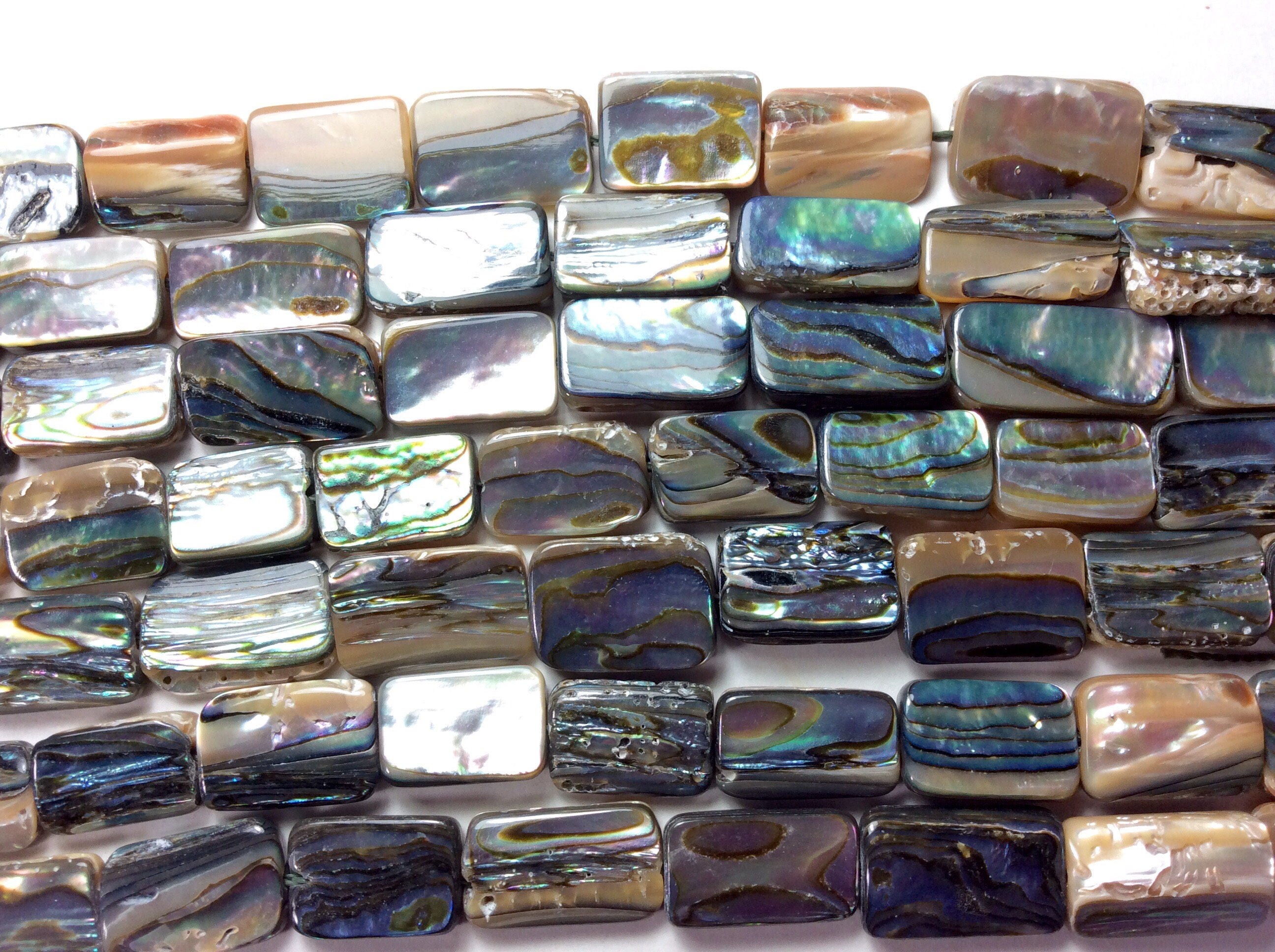 Abalone Shell Beads, an Organic Bead. Rectangle, 7x9mm-10x13mm, 1mm ...