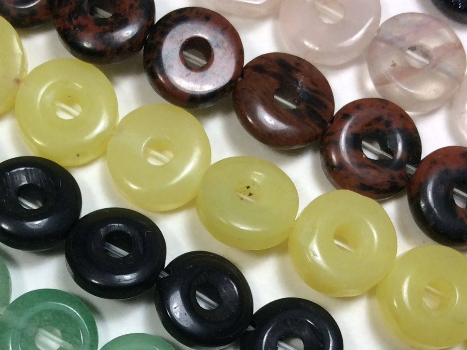 Gemstone Donuts, Mini-donut Beads, Size 8mm, Central Hole 2.5-3mm, Side ...