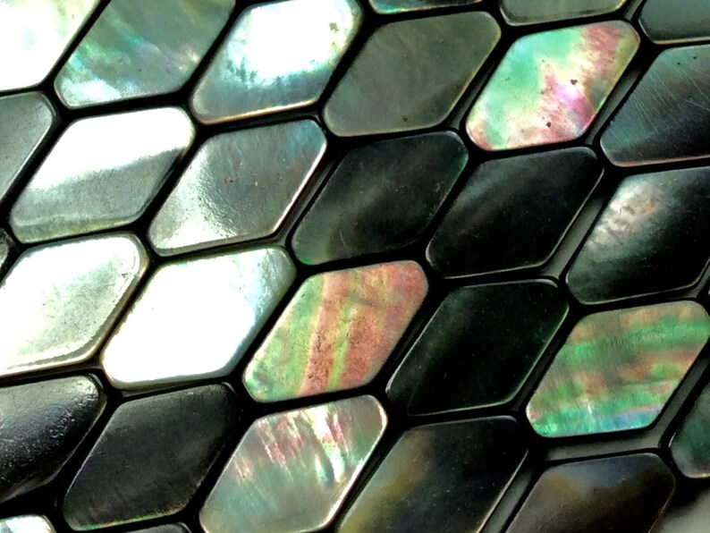 Mother-of-pearl, Black Lip Shell Beads, Organic Beads , 8x12mm Rhombus ...