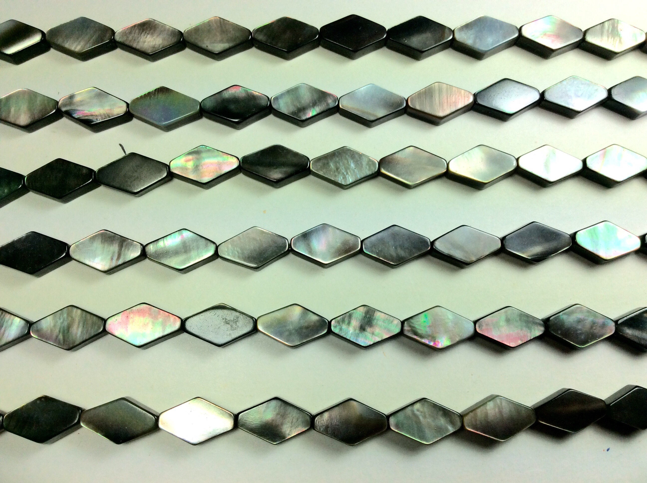 Mother-of-pearl, Black Lip Shell Beads, Organic Beads , 8x12mm Rhombus ...
