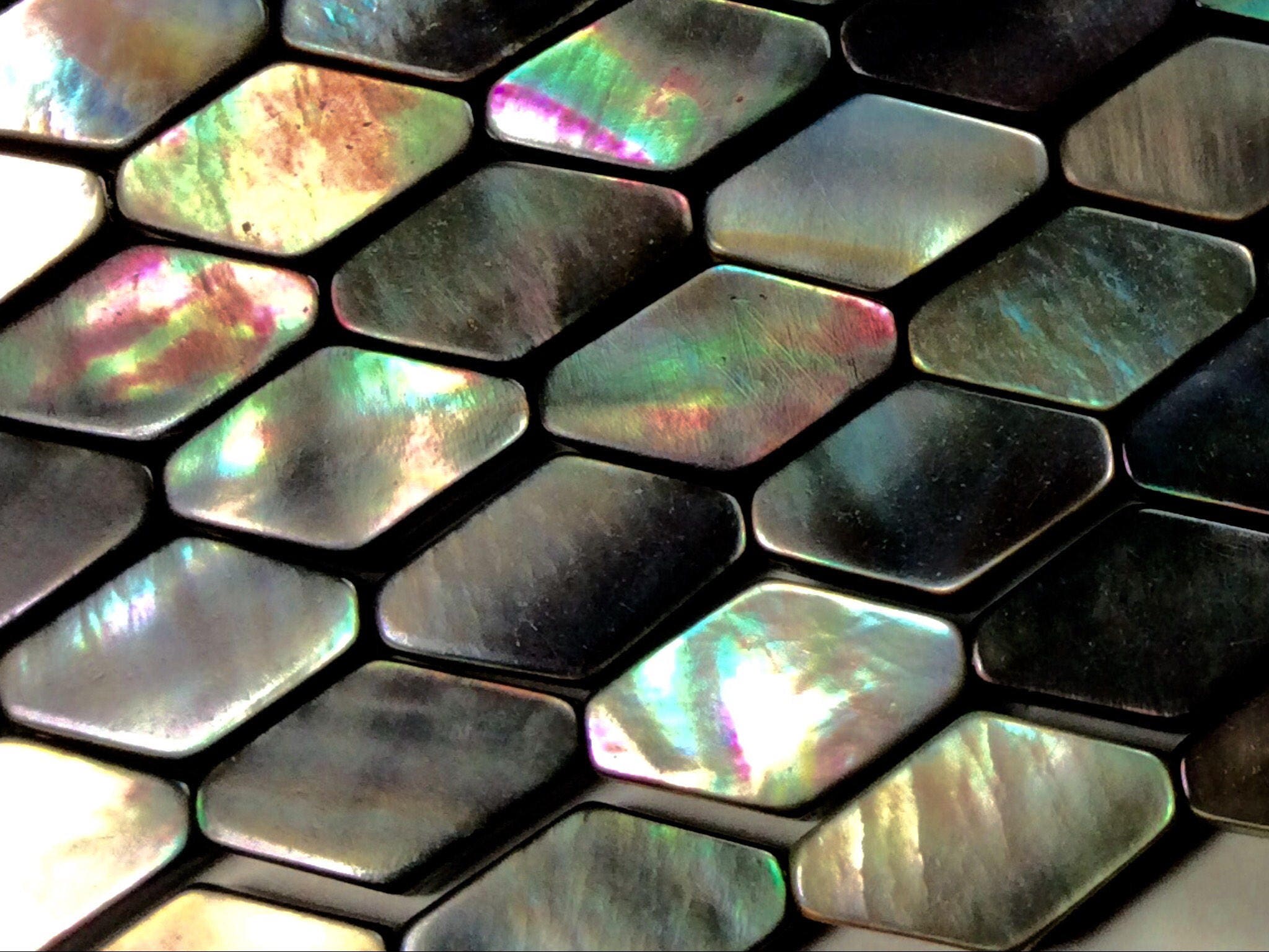 Mother-of-pearl, Black Lip Shell Beads, Organic Beads , 8x12mm Rhombus ...
