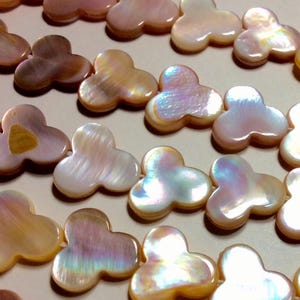 Mother-of-pearl, Golden Lip Shell Beads, 11 Mm Three Leaf Clover, for ...