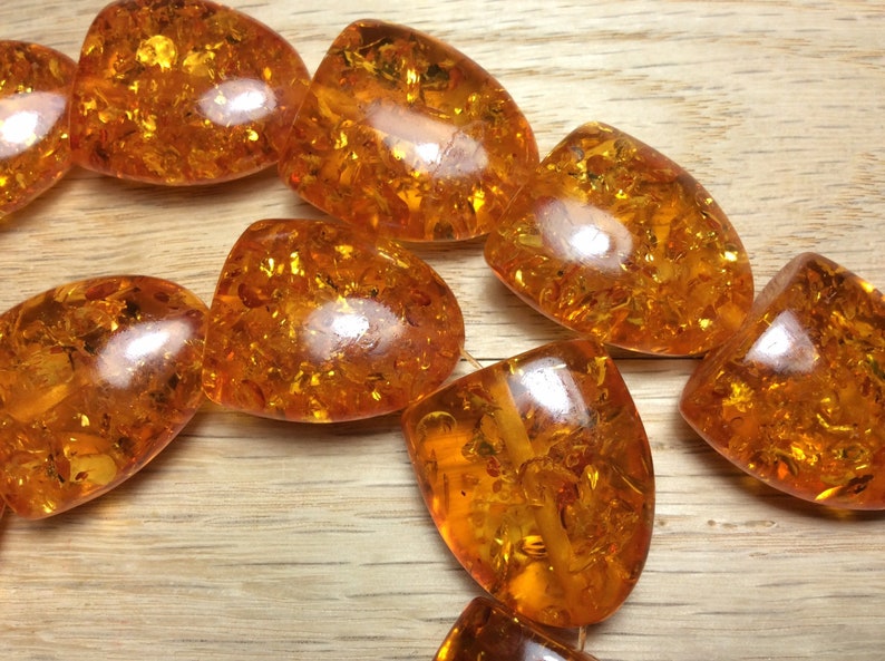 Amber Resin Chunky Bead imitation amber. Half Oval Shape. | Etsy