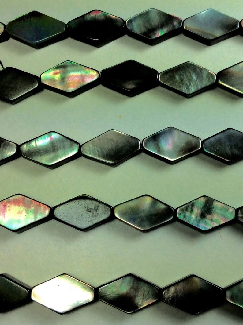 Mother-of-pearl, Black Lip Shell Beads, Organic Beads , 8x12mm Rhombus ...