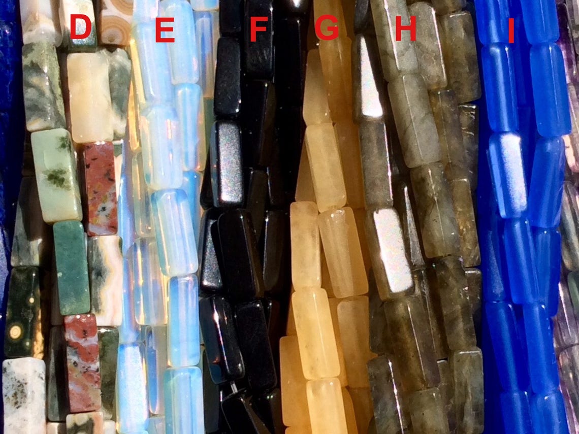 Gemstone Square Tube Bead 4x13mm Multiple Stones 21 | Etsy