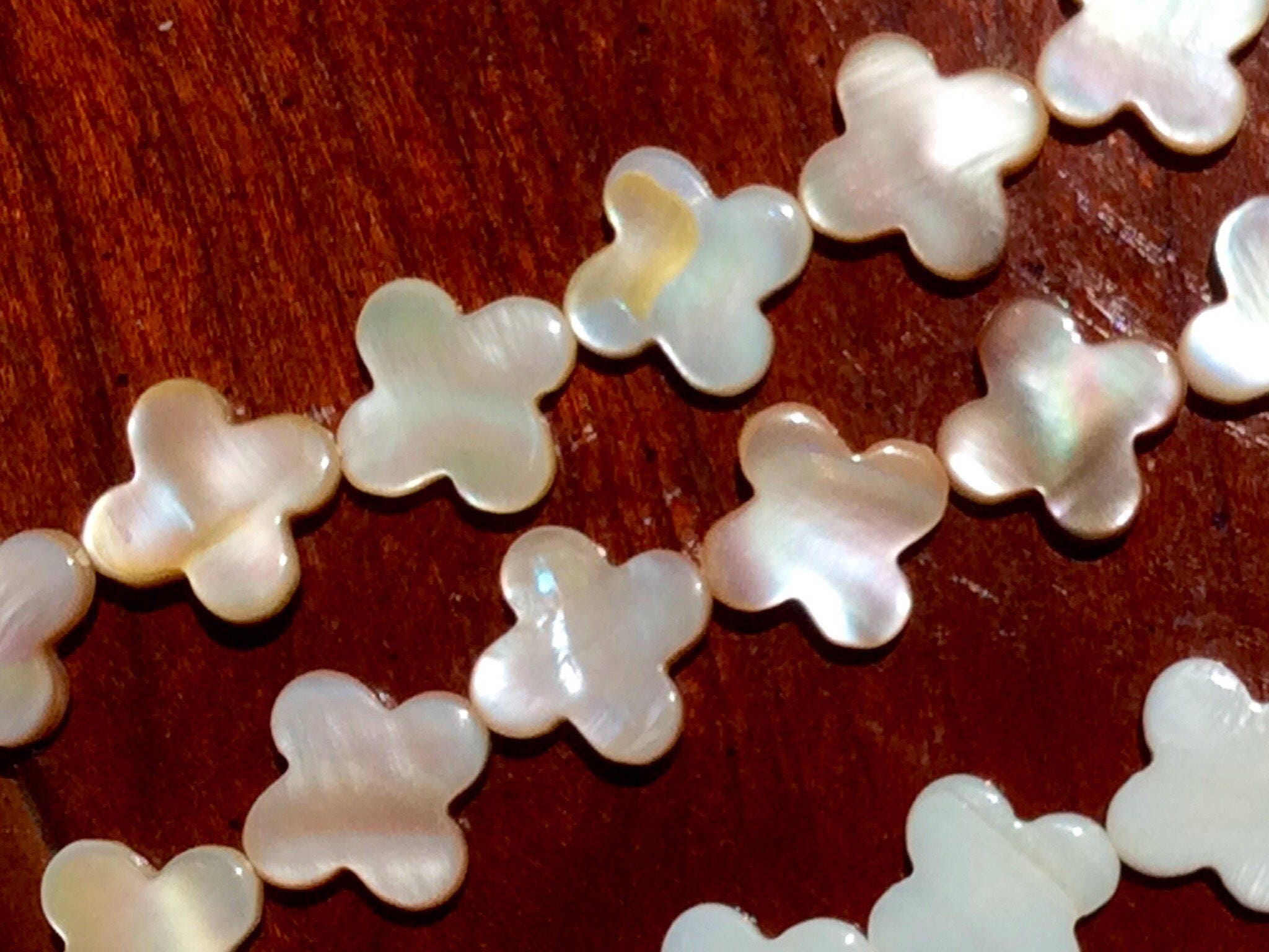 Mother-of-Pearl White OR Golden Lip Shell 13mm Four Leaf - Etsy Polska