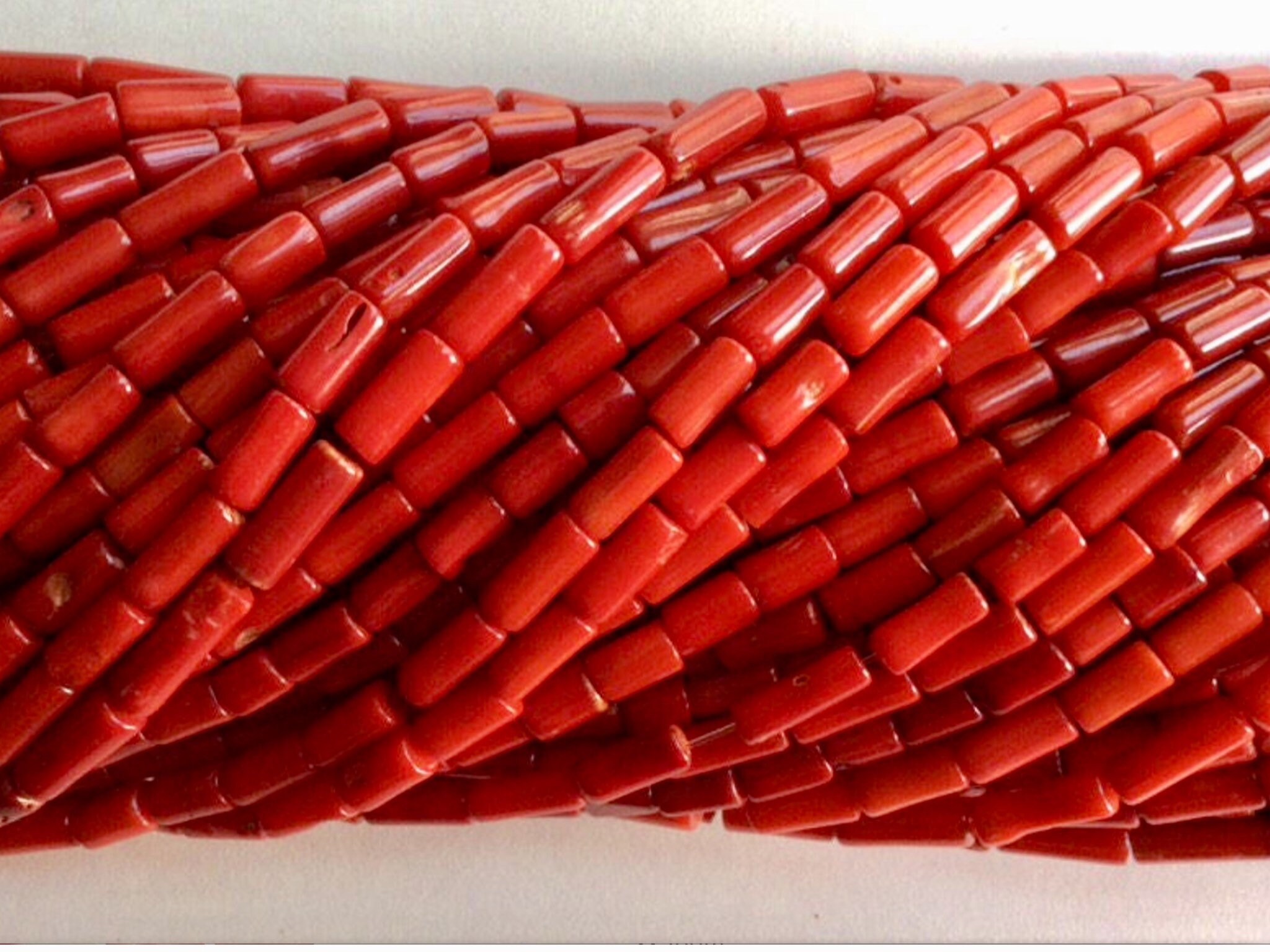 Red Coral, Small Tube Beads, Mini-tube Beads, Approximately 3x7mm, 15 ...