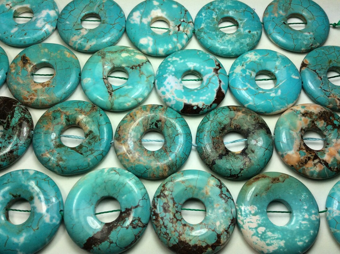Tibetan Turquoise Donuts. 30mm or 35mm Donuts, Central Hole 10mm ...