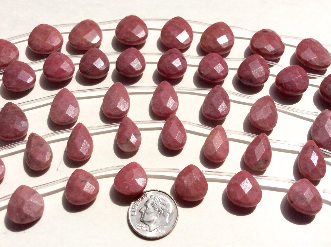 Rhodonite Gemstone Faceted Flat Teardrops Faceted Flat | Etsy