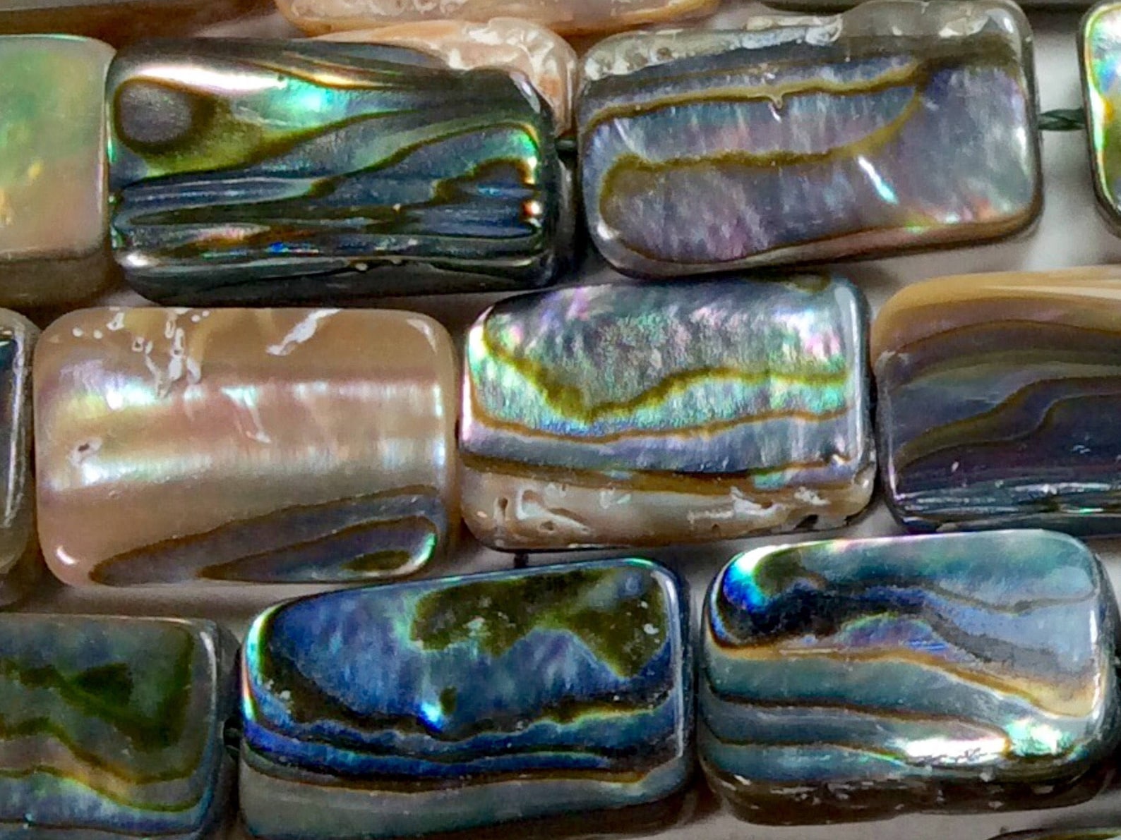 Abalone Shell Beads, an Organic Bead. Rectangle, 7x9mm-10x13mm, 1mm ...