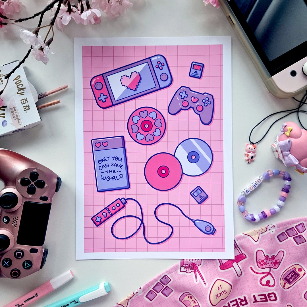 Gamer Print A4 A5 | Kawaii Pastel Japanese Decora - Etsy UK