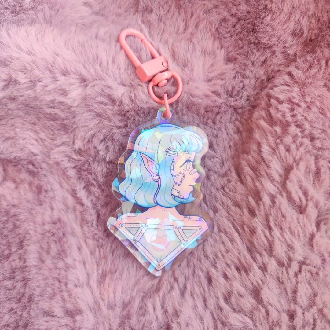 Mecha Elf Girl Holographic Acrylic Keyring - Etsy