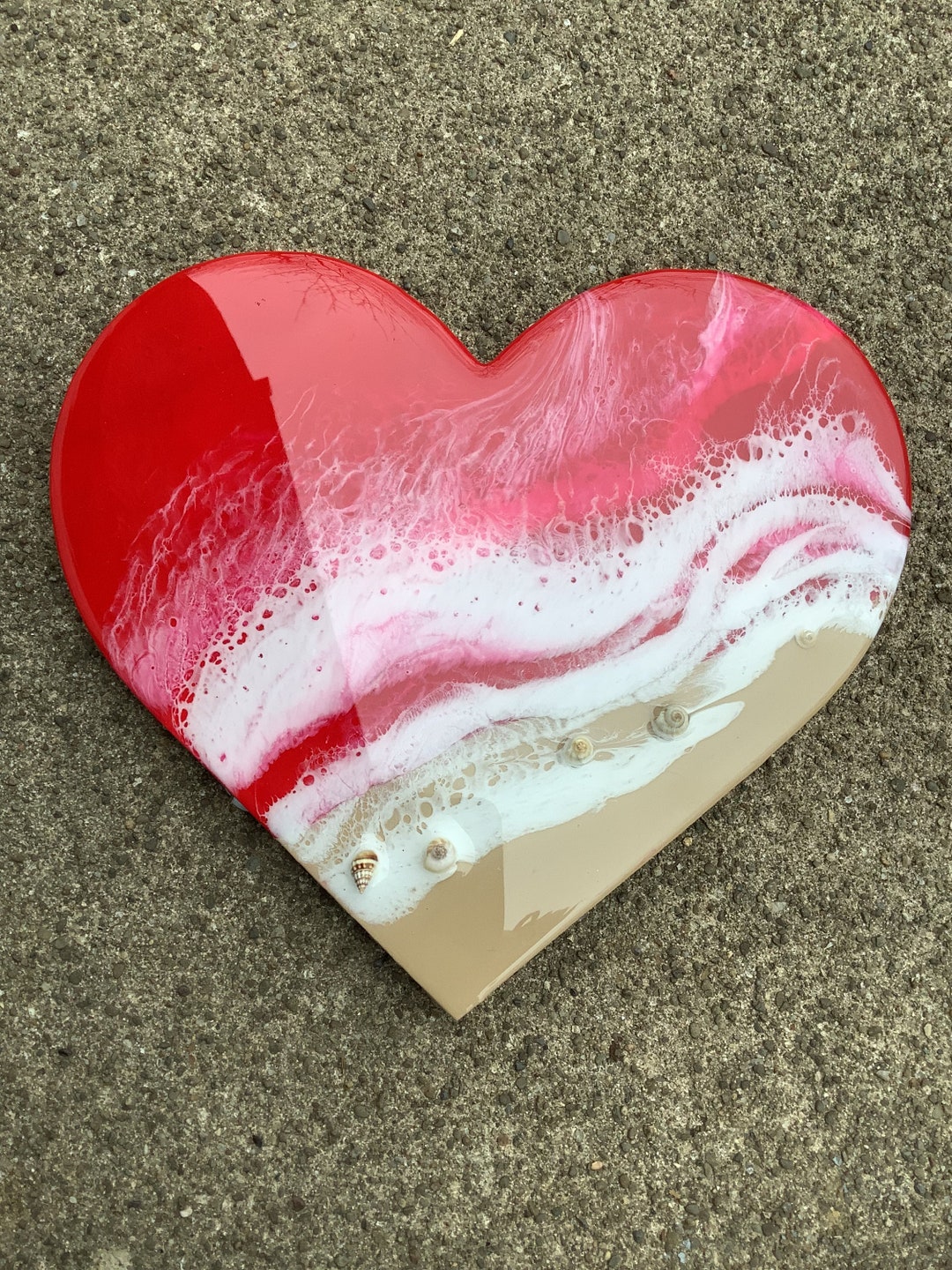 Red Ocean Heart Resin Art - Etsy