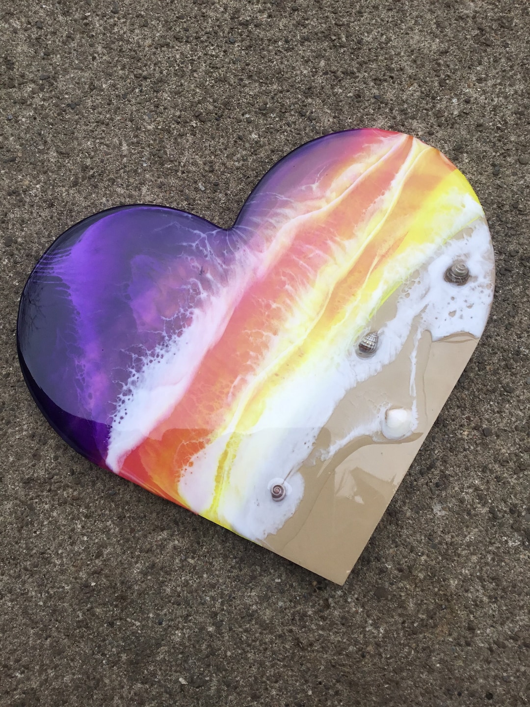 Sunset Heart Ocean Resin Art - Etsy