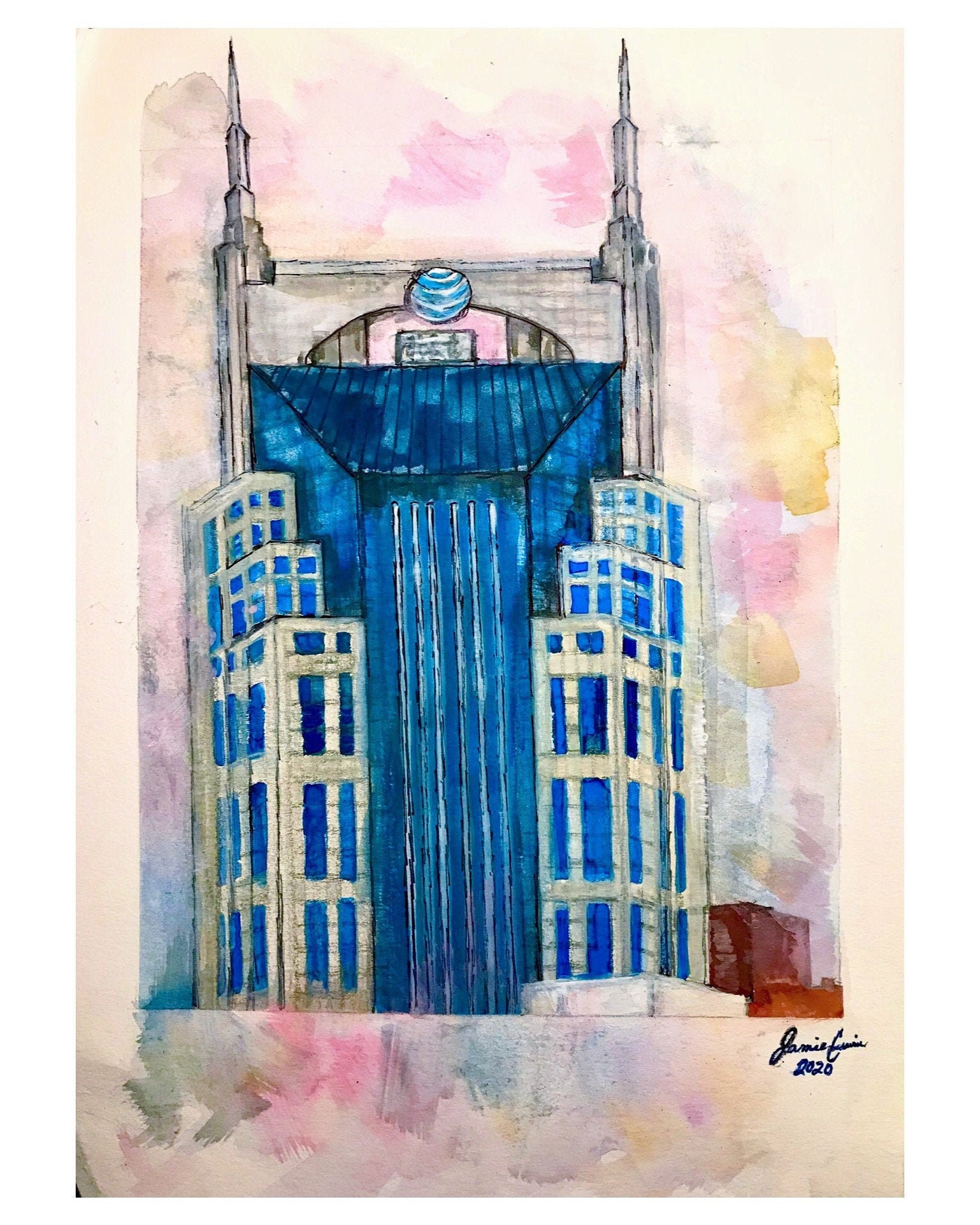 Nashville Batman Building Watercolor Painting art & | Etsy