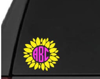 Tropical Flower Hibiscus Monogram Vinyl Decal Custom Car - Etsy