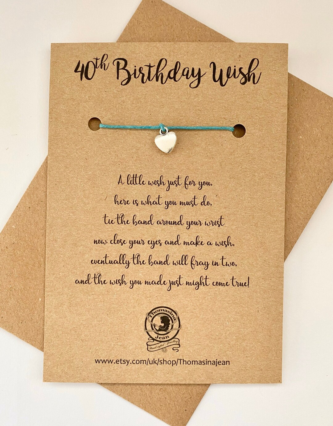 40TH BIRTHDAY WISH BRACELET, 40TH Birthday Card, 40TH Birthday Gift ...
