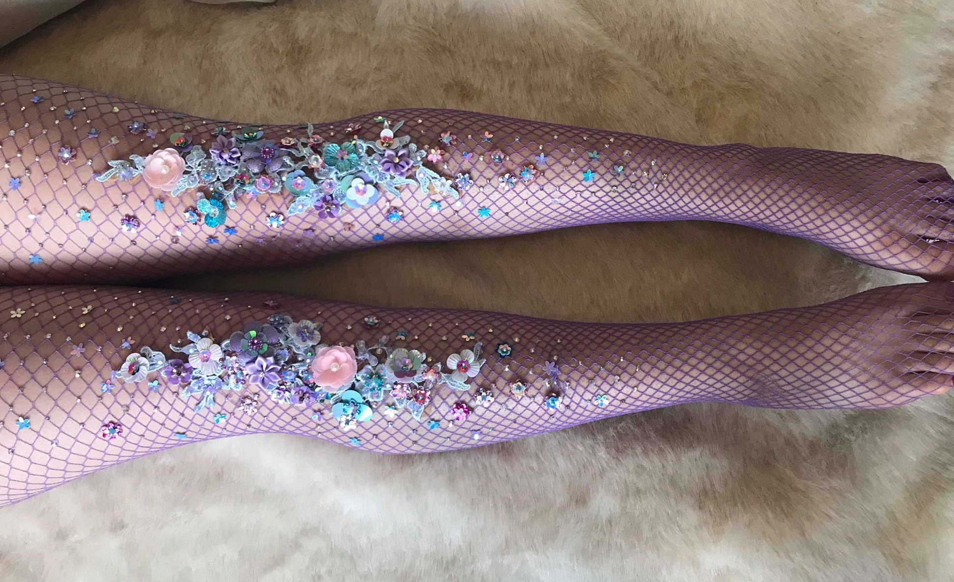 Midsummer Mermaid Embellished Fishnet purple diamond | Etsy
