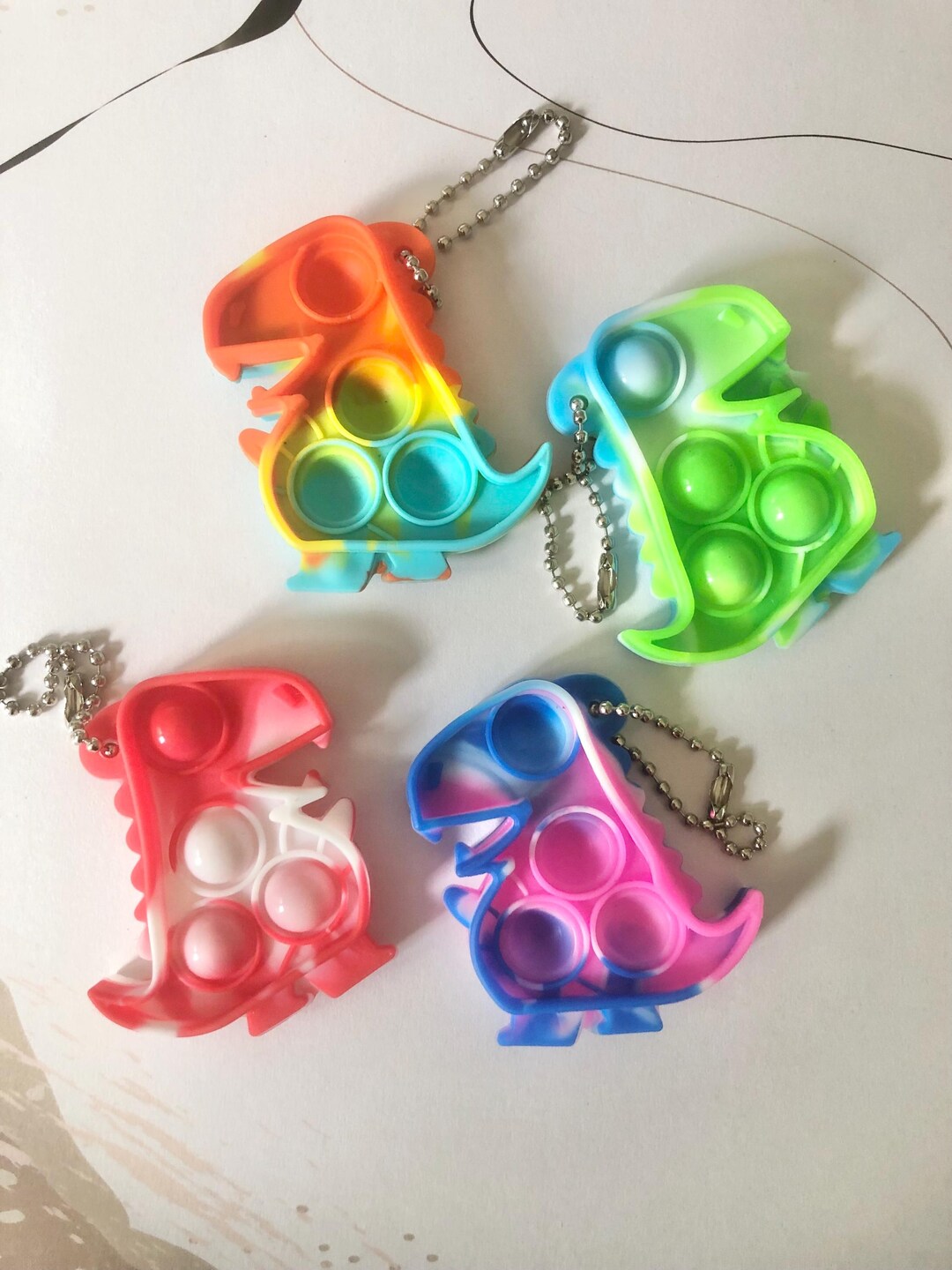 Rainbow Dinosaur Pop It Keychain: Sensory Fidget Toy - Etsy
