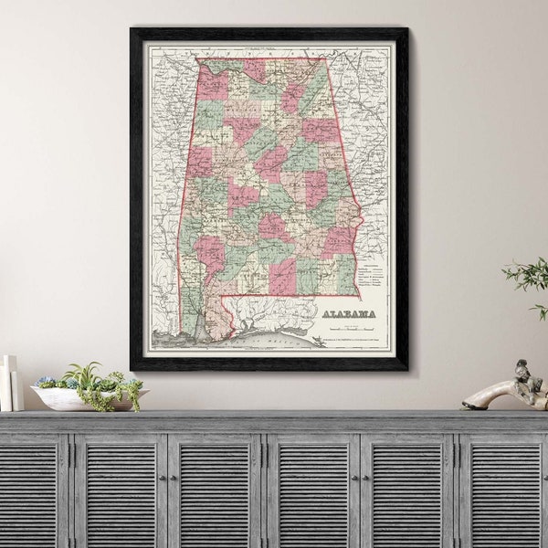 Vintage State of Alabama Map - Etsy