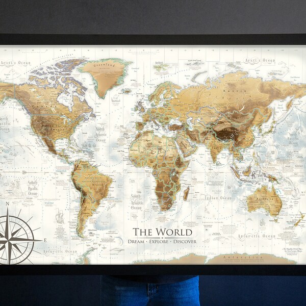 World Map Push Pin - Etsy