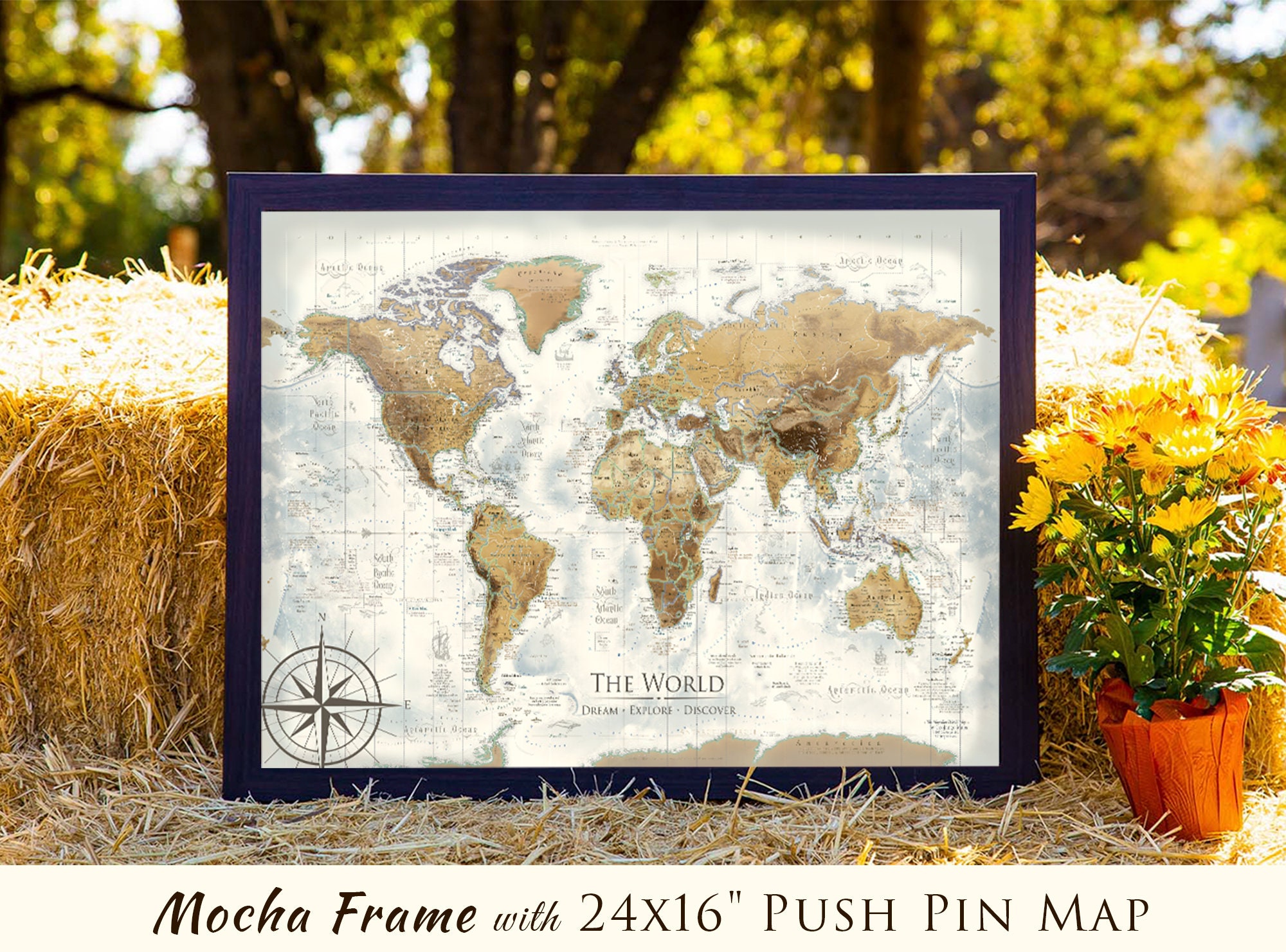 Push Pin Travel Map of the World, Personalized Framed Map or Poster ...