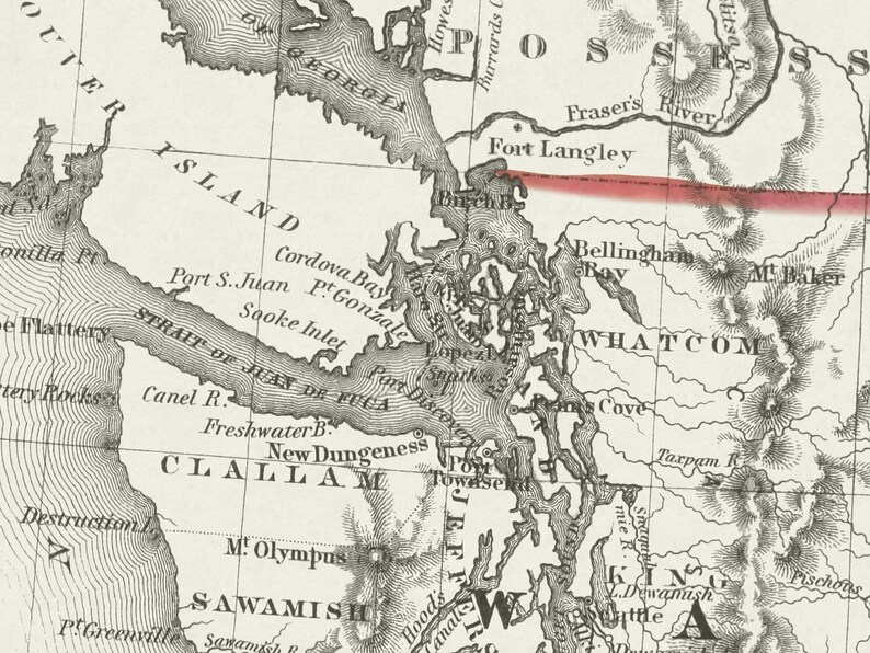 Oregon Trail Map, Western USA Historic Washington and Oregon Territory ...