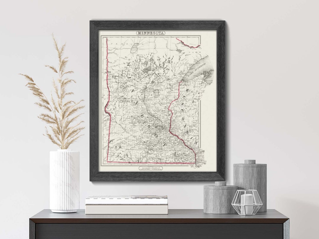 State Atlas Map of Minnesota, Historical Map, 1800s, Railroad ...