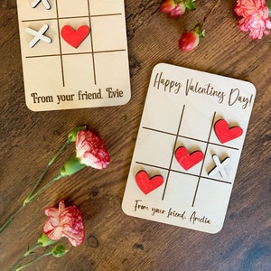 Personalized Valentine Tic Tac Toe Board, Class Valentine, Kids ...