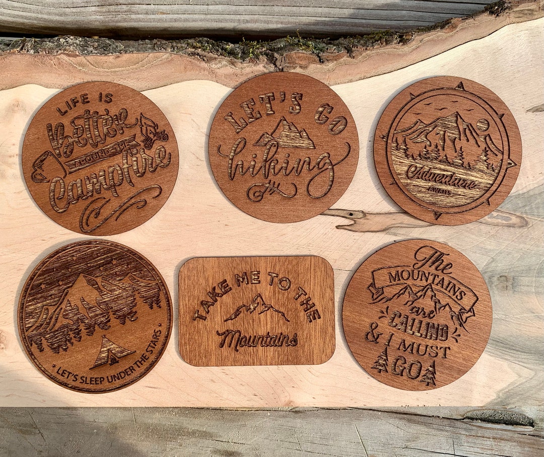 Wooden Stickers, Adventure Stickers, Hiking Stickers, Camping Stickers ...