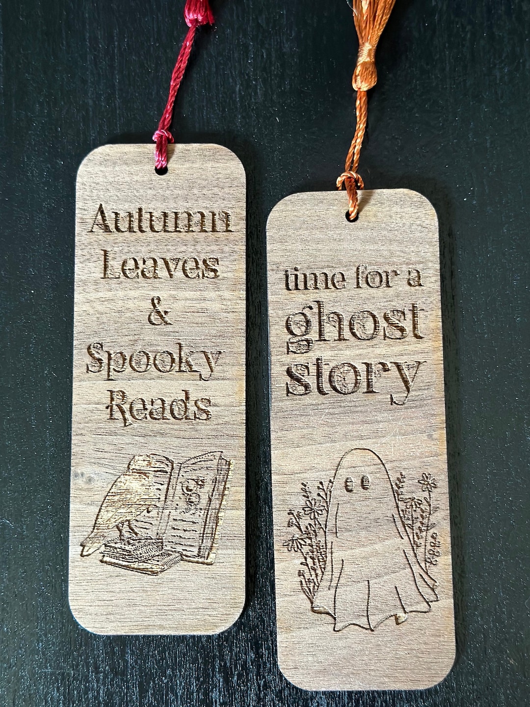Wooden Halloween Bookmarks, Ghost Bookmark, Ghost Story Bookmark, Raven ...