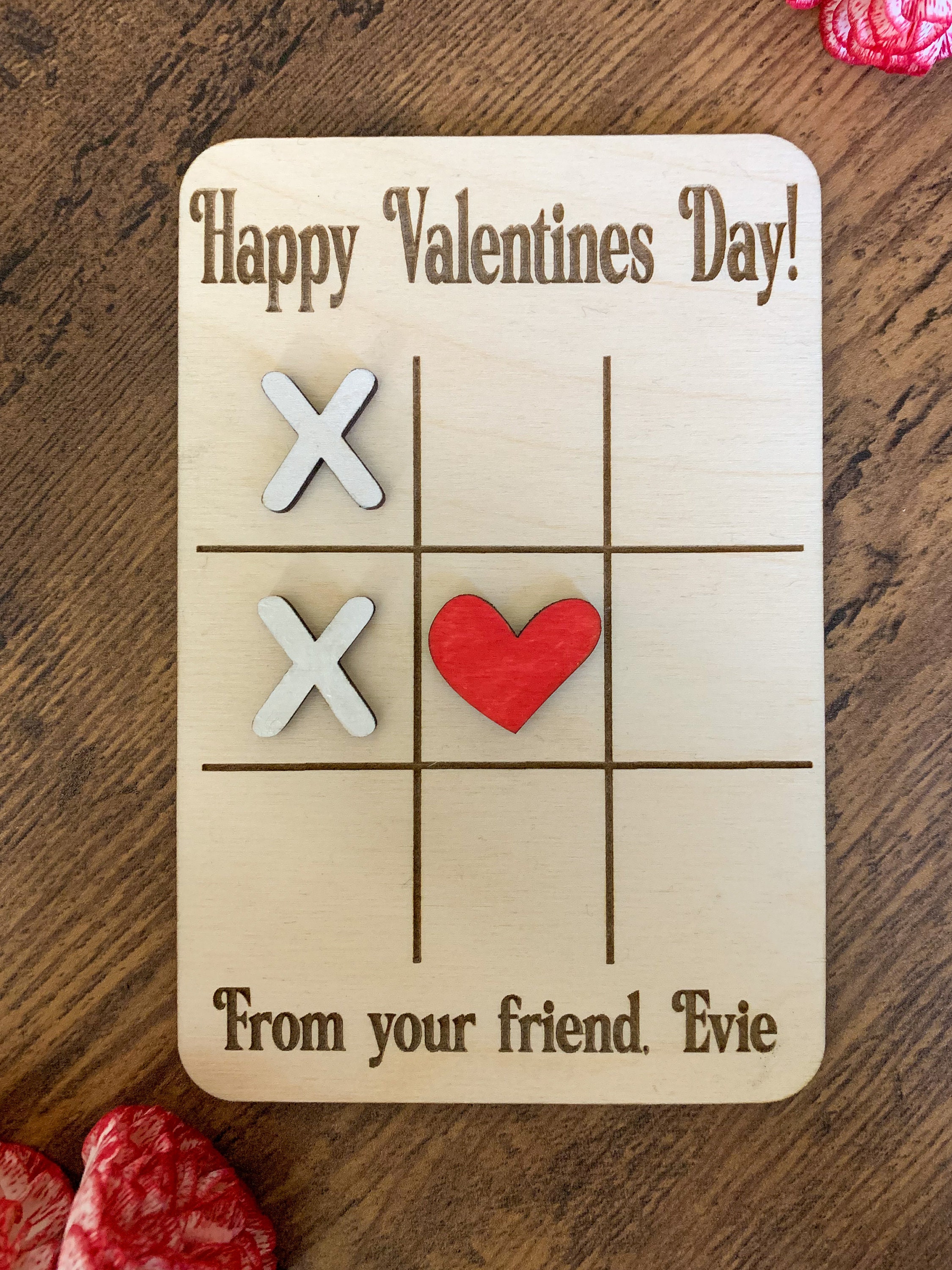 Personalized Valentine Tic Tac Toe Board, Class Valentine, Kids ...