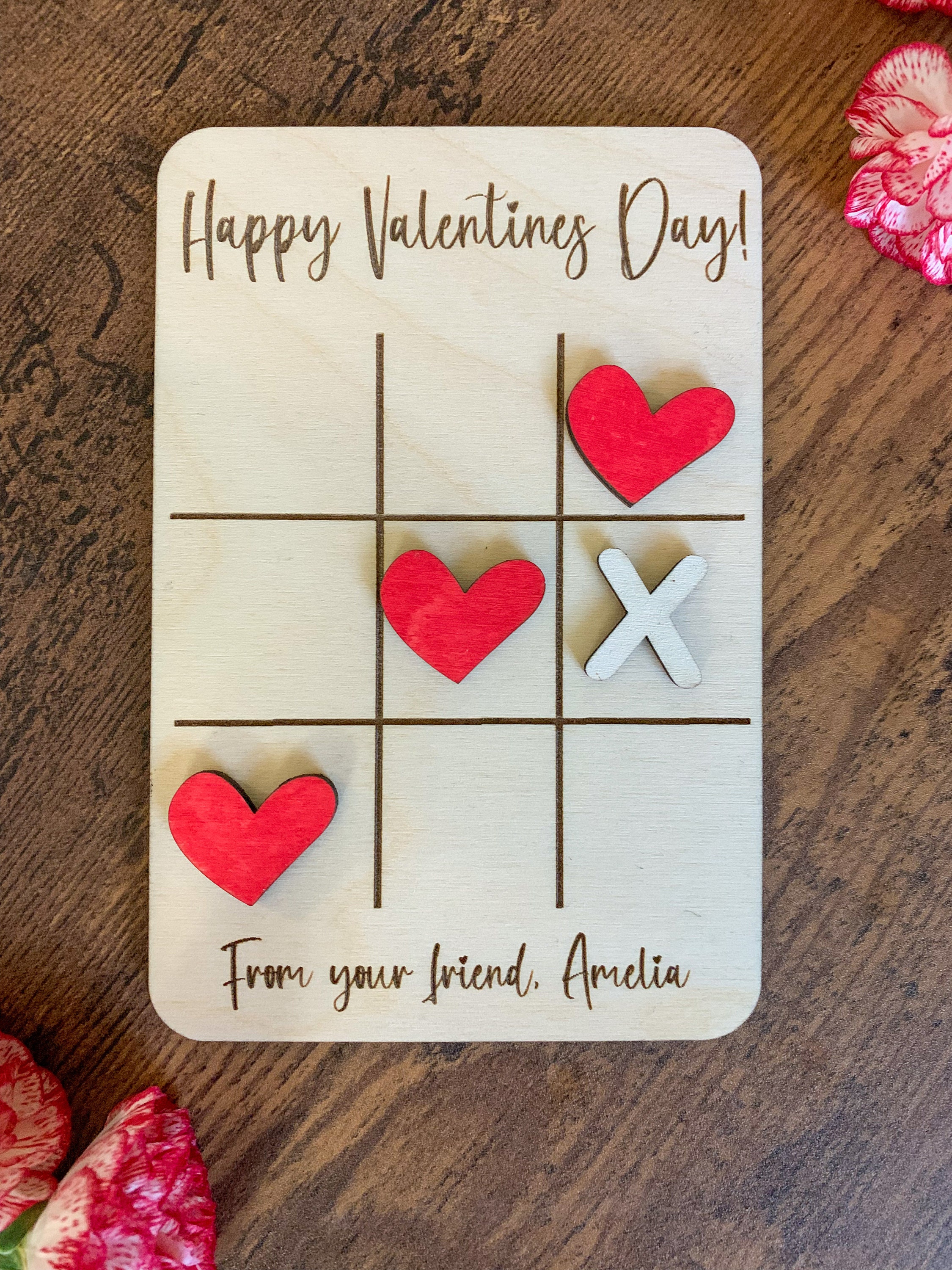 Personalized Valentine Tic Tac Toe Board, Class Valentine, Kids ...