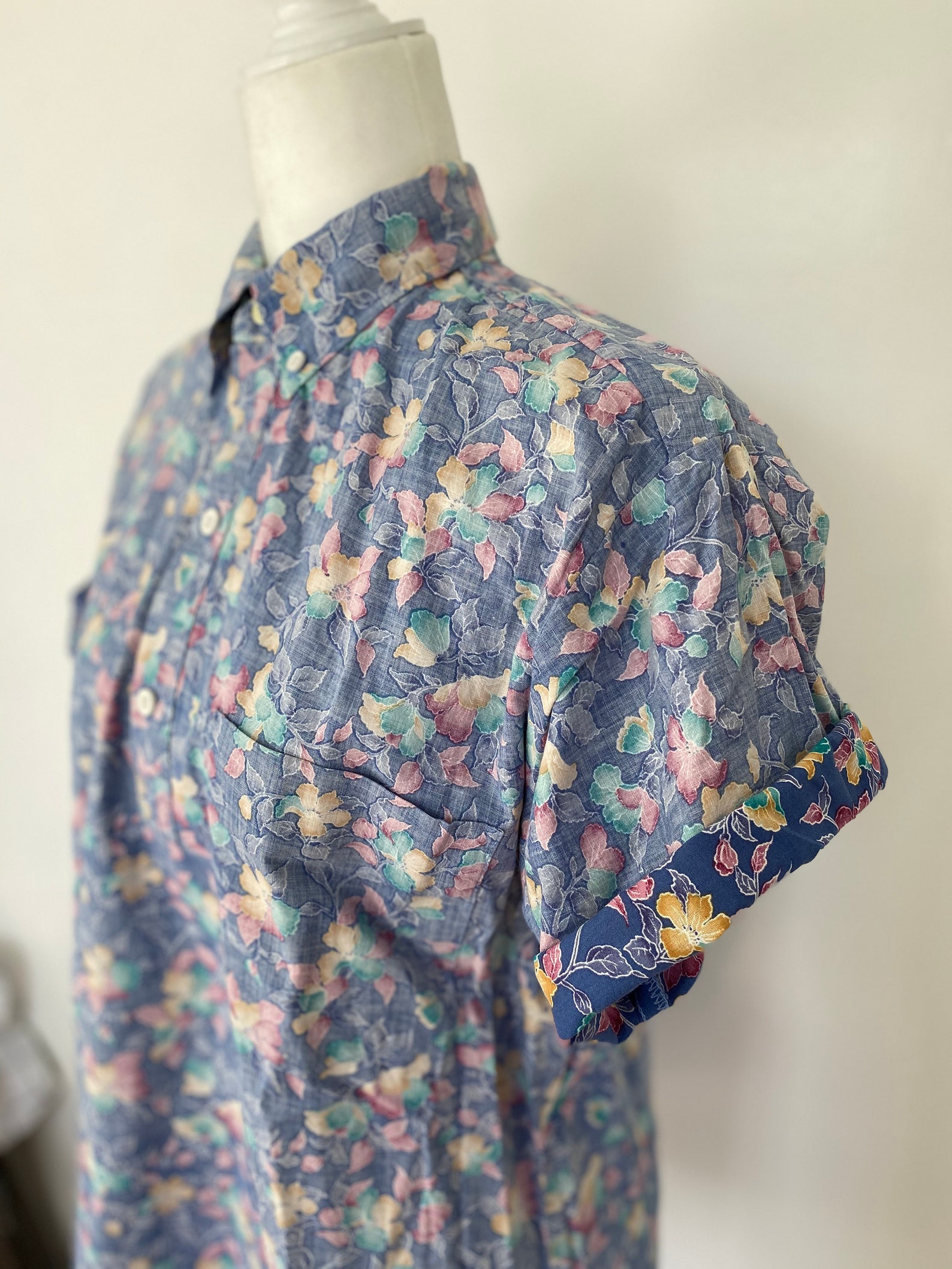 Hawaiian Ivy Brand Blue Vintage Floral Collared Shirt - Etsy