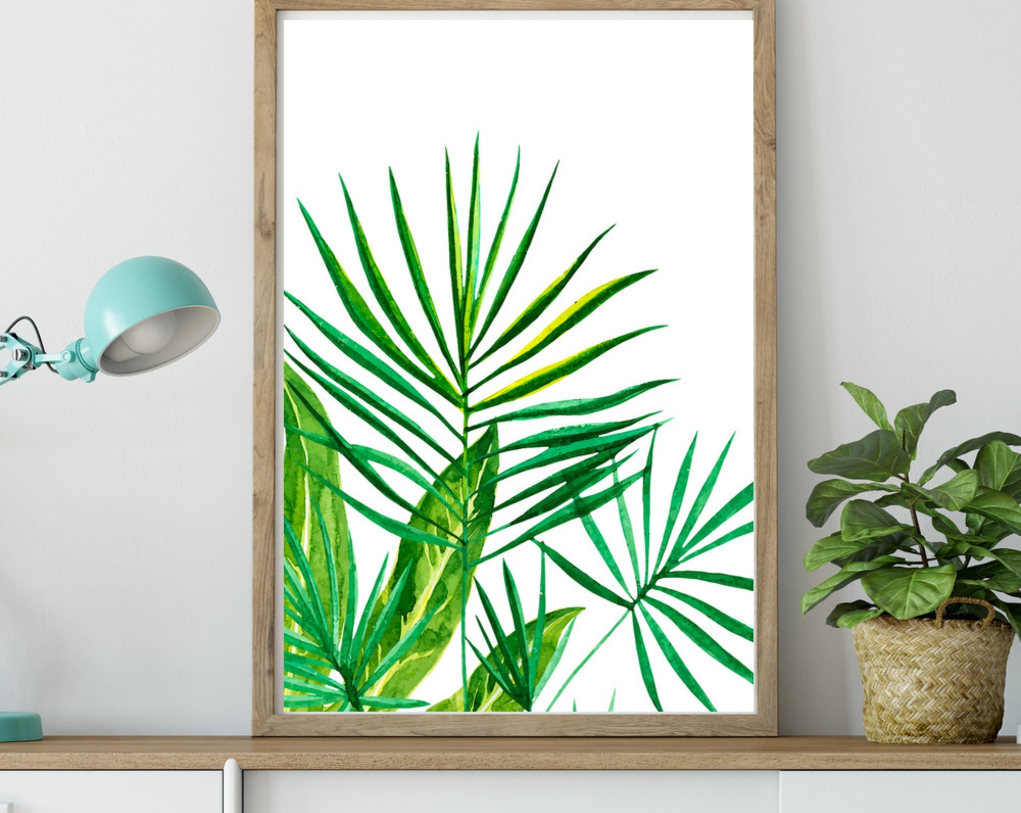 Tropical Palm Watercolor Prints Palm Leaf Prints Etsy