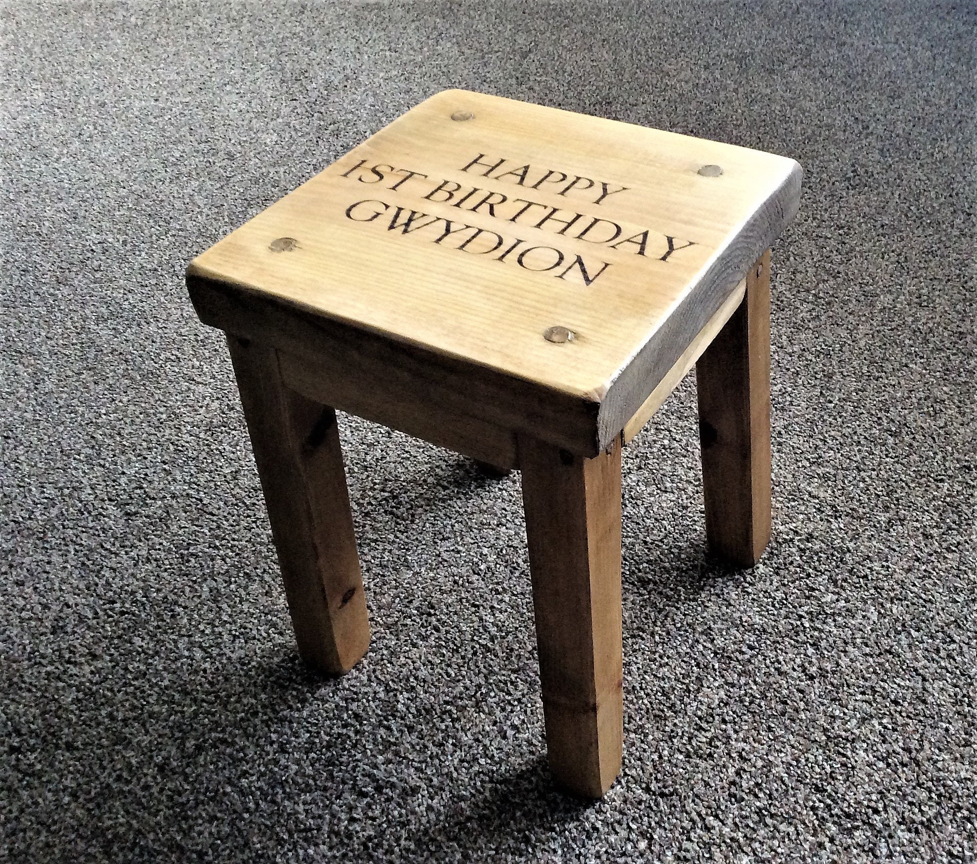 Personalised Rustic Wooden Childrens Stool Toddler Baby Gift - Etsy UK