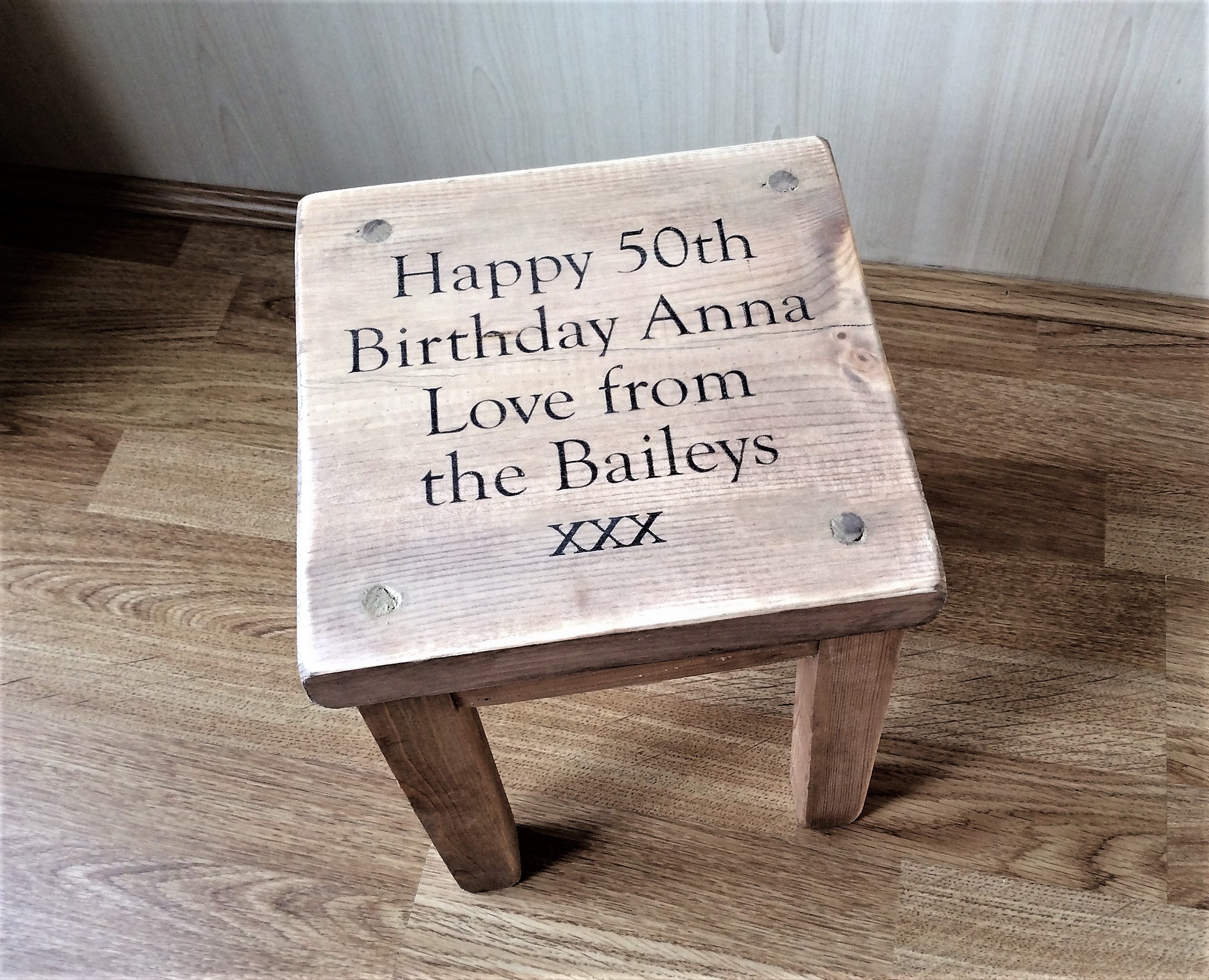 Personalised Rustic Wooden Childrens Stool Toddler Baby Gift - Etsy UK