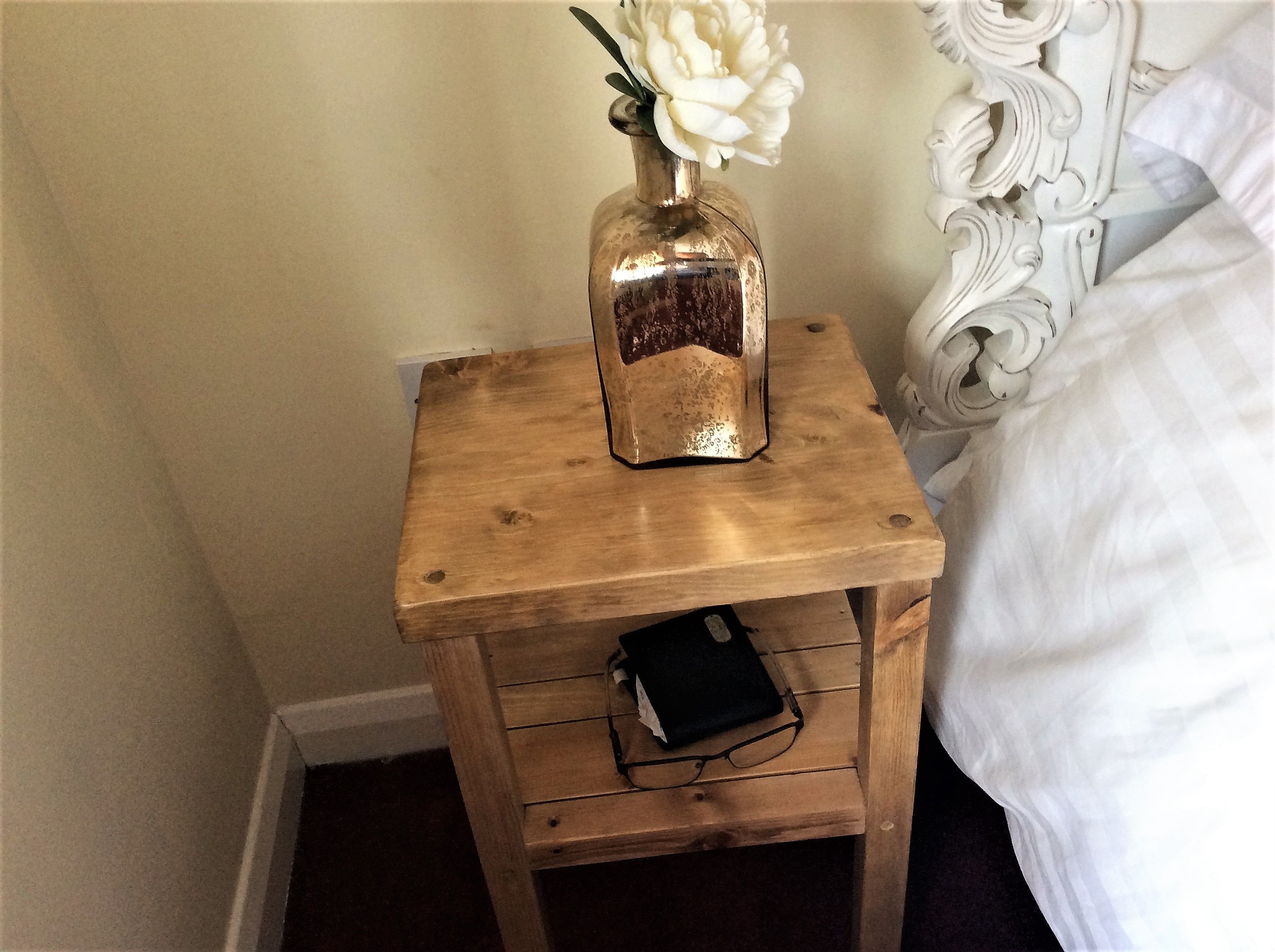 Compact Rustic Bedside Table - Etsy UK