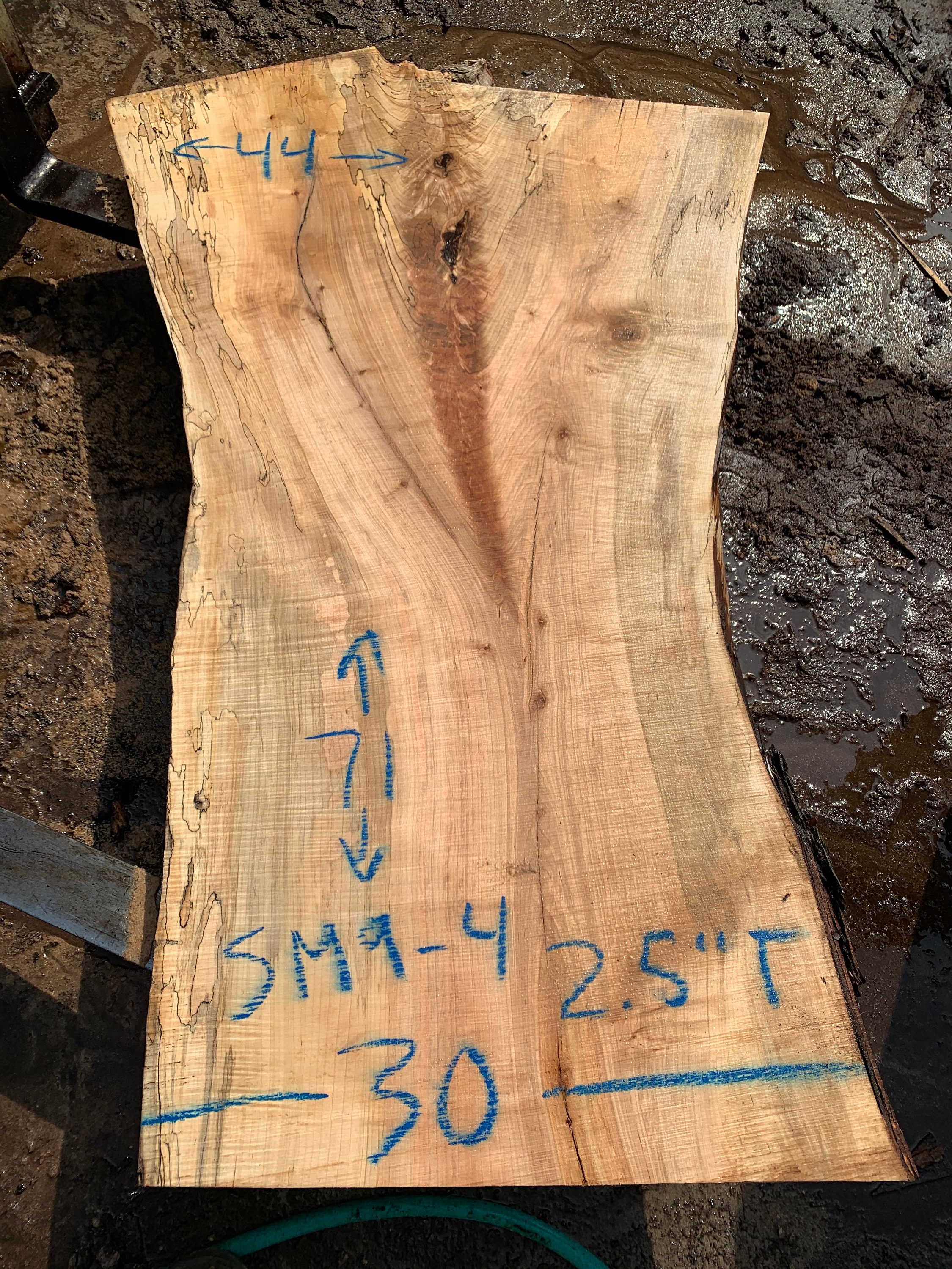 Highly Figured, Spalted Silver Maple Live Edge Slab 71" X 30-44" X 2.5 ...