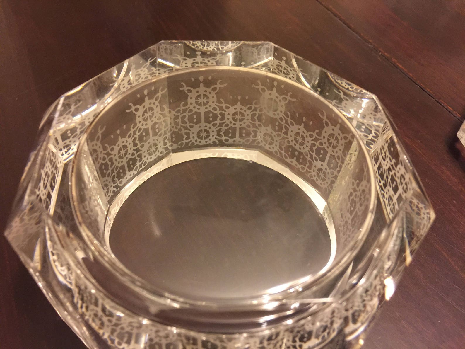 Vintage Crystal Powder Jar/ Octagon Vintage Powder Jar/etched Powder ...