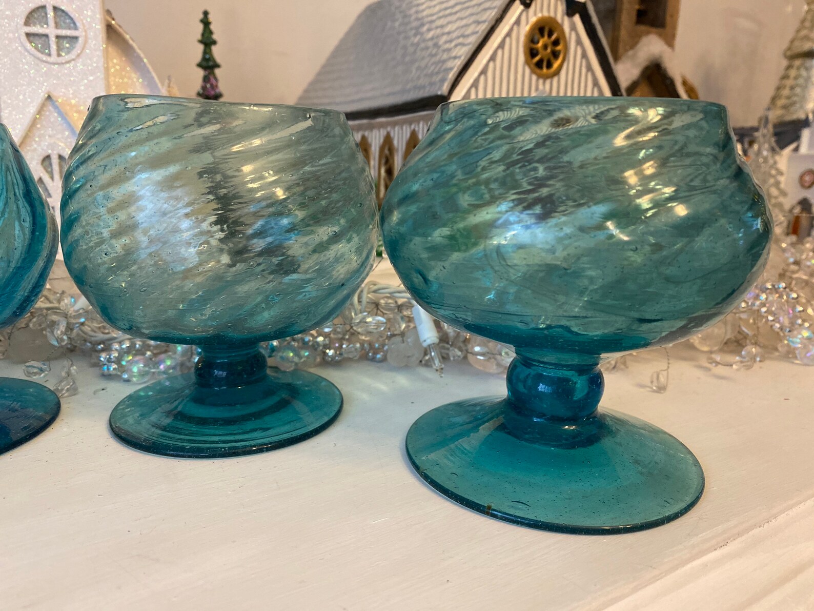 Vintage Handblown Brandy Snifter Set /blue Brandy Snifter/mid | Etsy
