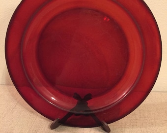 Red glass plates | Etsy