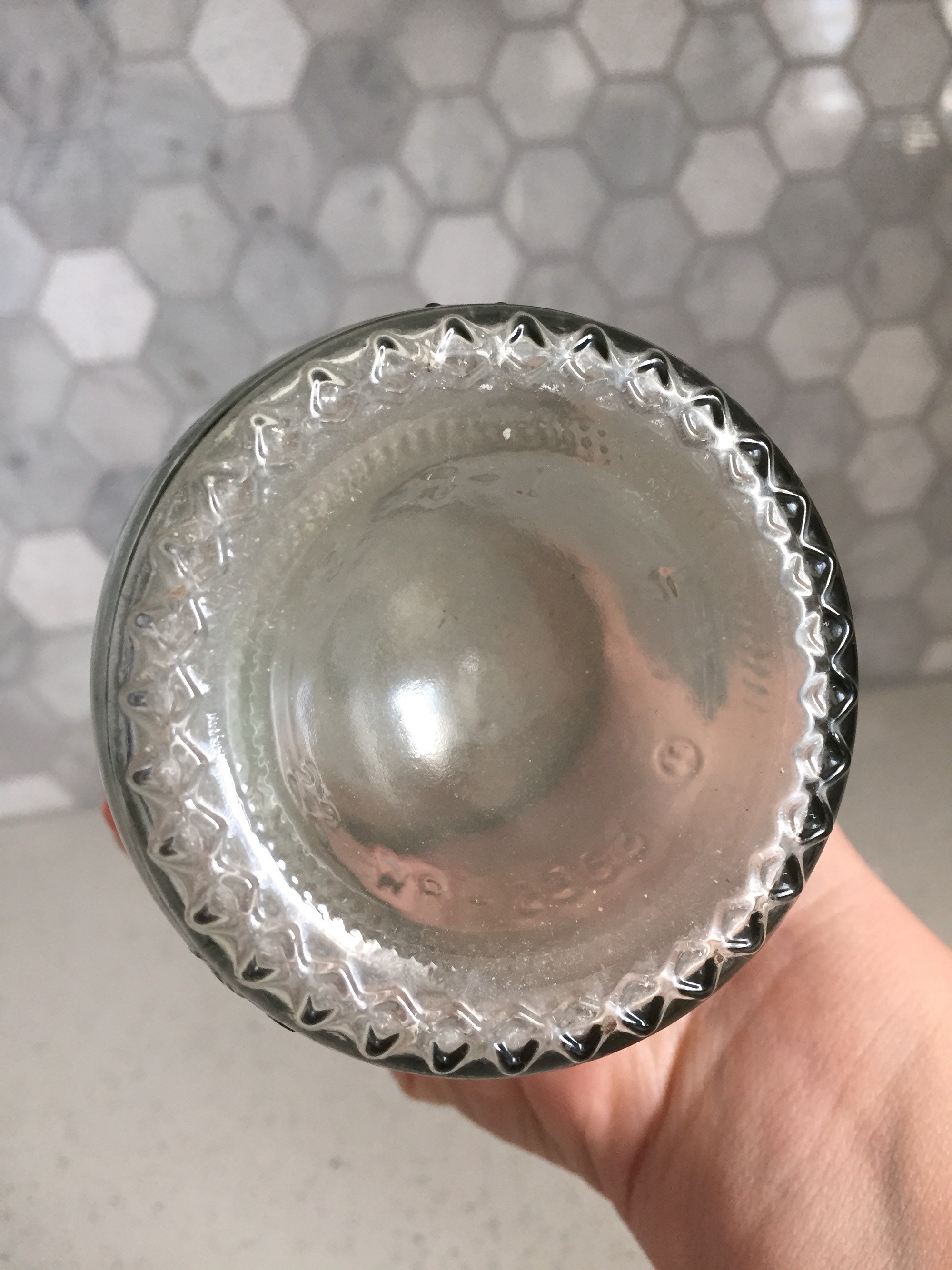 Tall Slender Glass Bottle, Vase, Kitchen Decor, Punt, Indentation ...