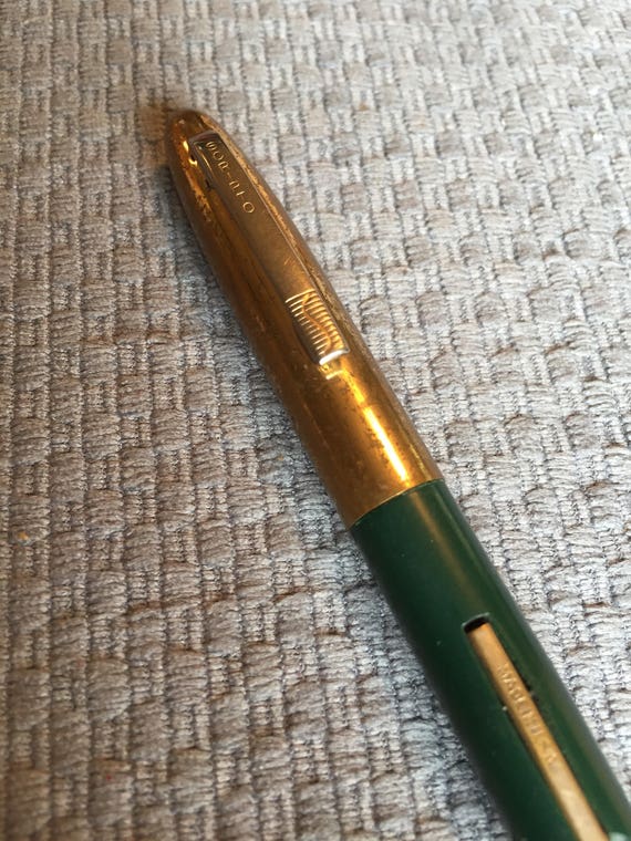 Vintage Scripto Fountain Pen Green Gold Toned Made in the | Etsy