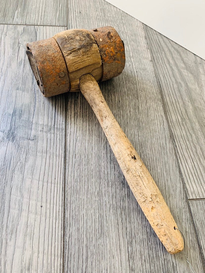 Antique Wooden Mallet Barrell Mallet Hammer Tool Primitive | Etsy