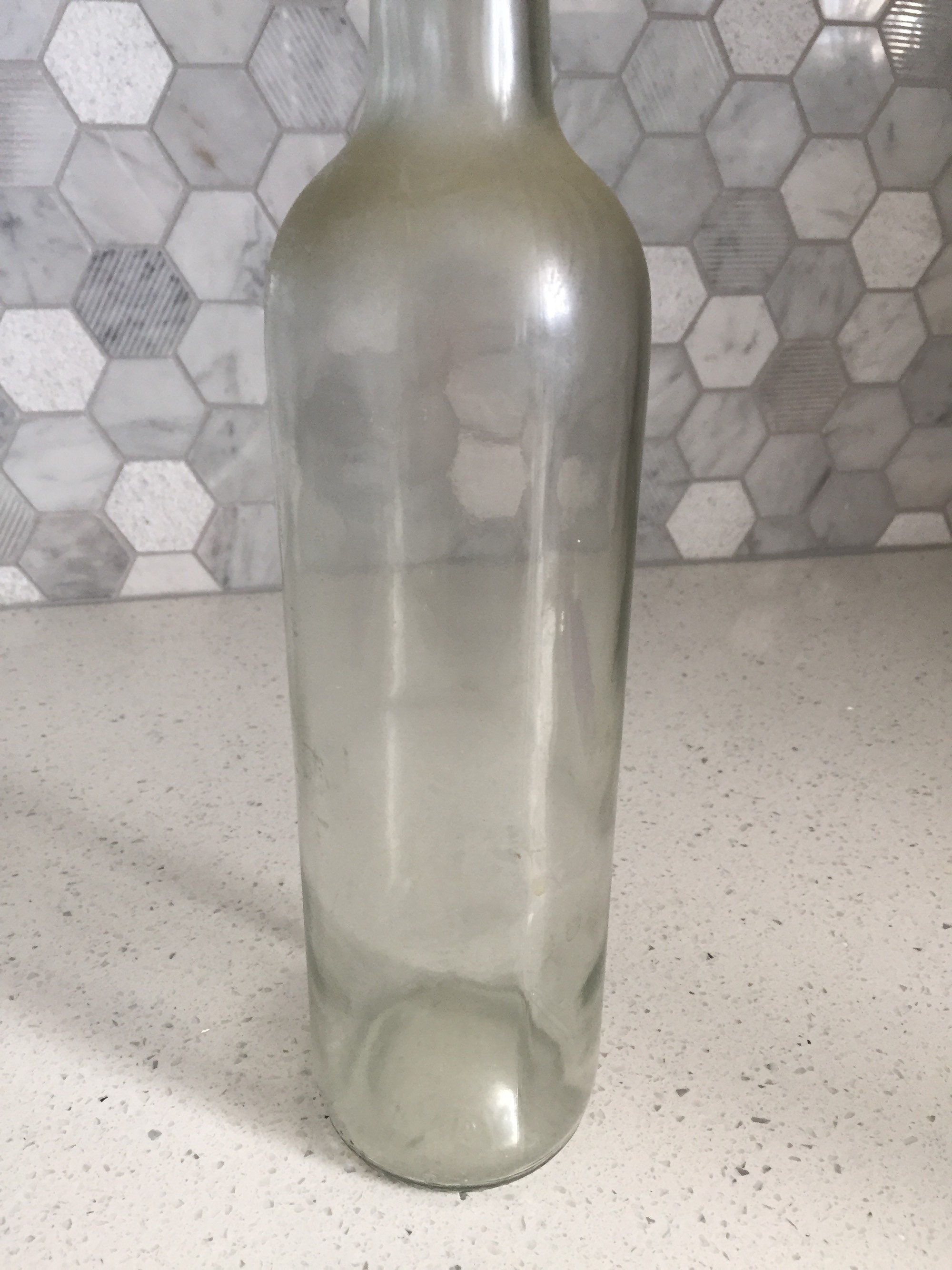 Tall Slender Glass Bottle, Vase, Kitchen Decor, Punt, Indentation ...