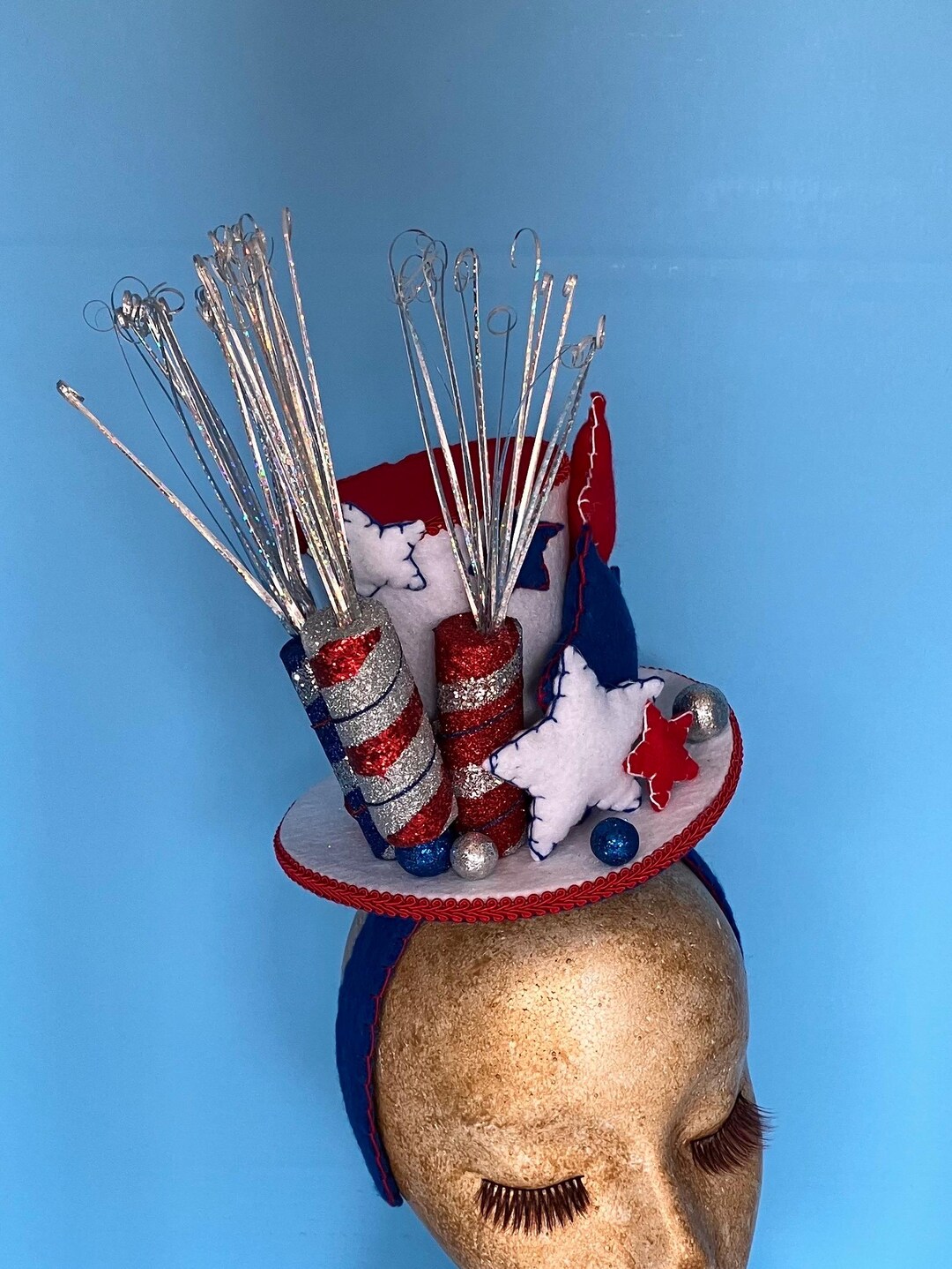 Patriotic Mini Hat Fascinator on Headband - Etsy