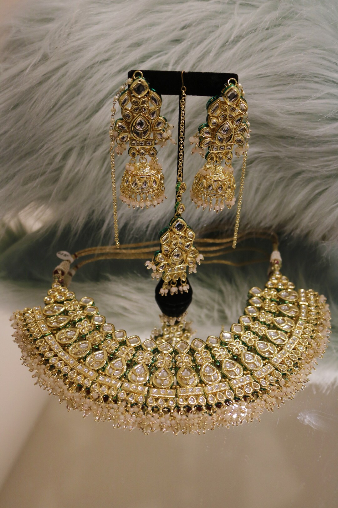 Kundan Necklace Set With Earrings and Tikka - Etsy