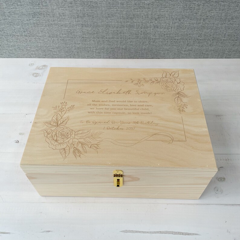 TIME CAPSULE BOX Lockable Wooden Keepsake Box Personalised - Etsy
